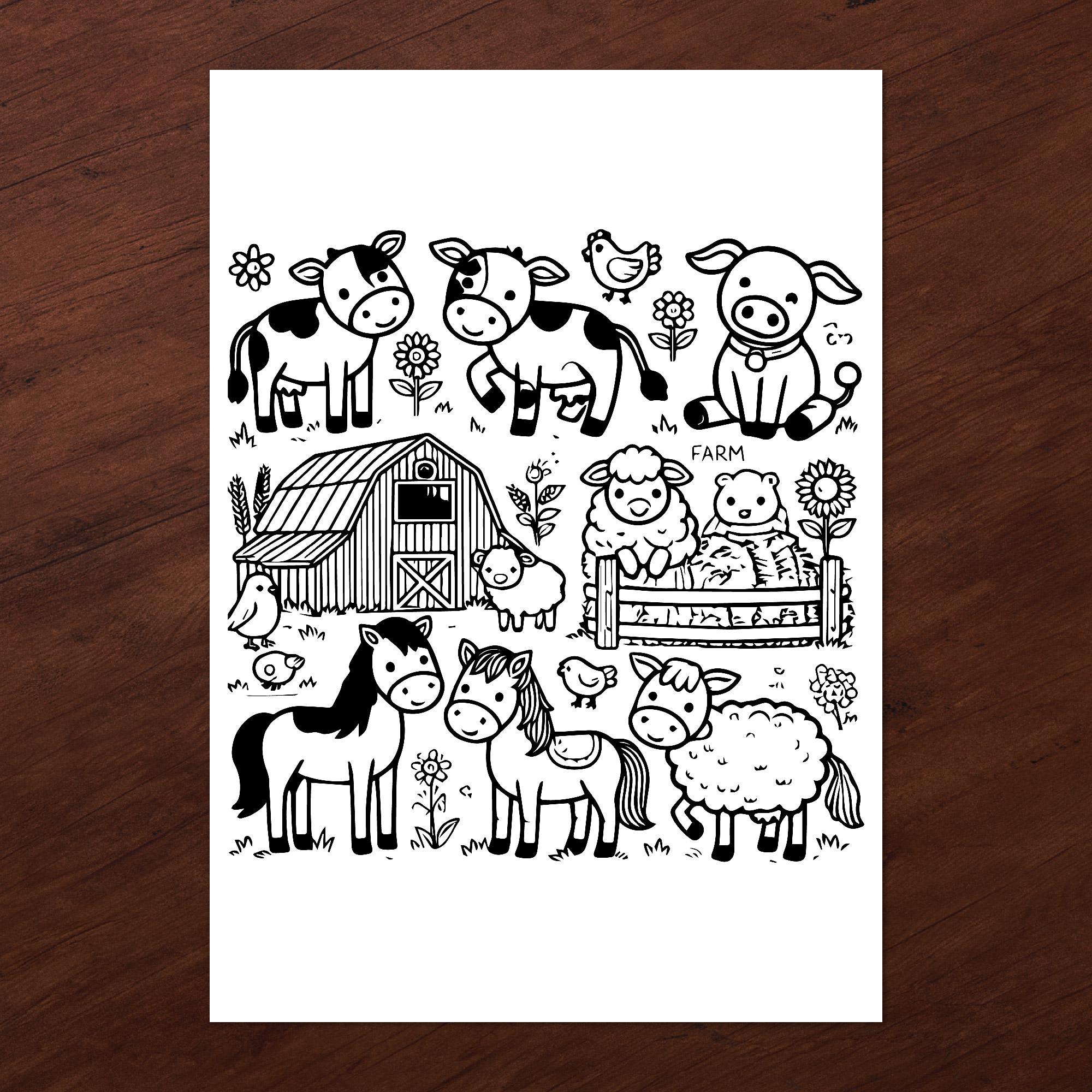 Farm Animal Coloring Pages, Kid's Farm Themed Coloring Sheets ...