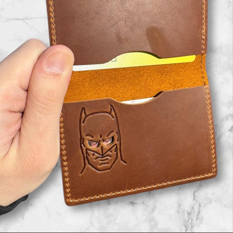 Minimalist Bat ID Wallet - Genuine Leather Wallet With Super Hero Mask ...
