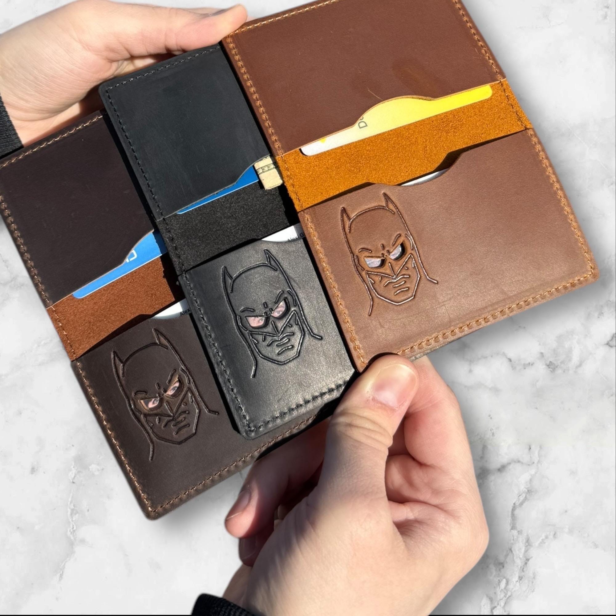 Minimalist Bat ID Wallet - Genuine Leather Wallet With Super Hero Mask ...