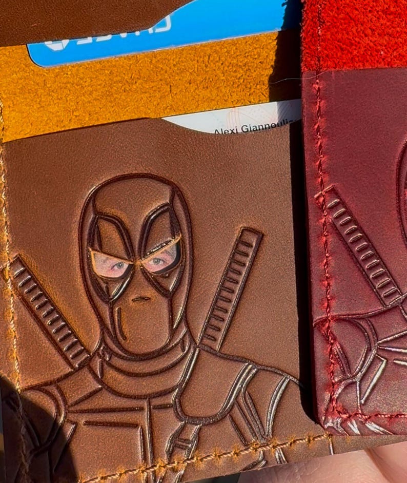 Real Leather Hero Face Bifold Wallet - Cosplay Comic ID Holder - Etsy