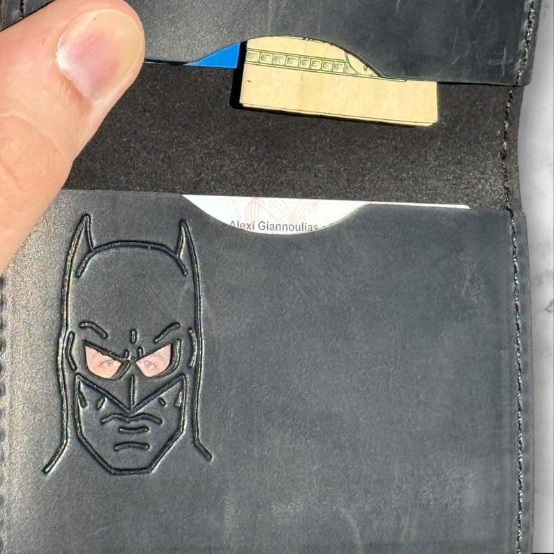 Minimalist Bat ID Wallet - Genuine Leather Wallet With Super Hero Mask ...