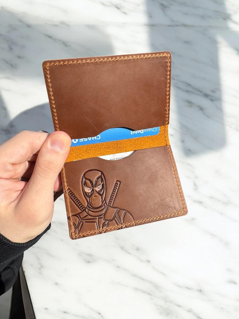 Real Leather Hero Face Bifold Wallet - Cosplay Comic ID Holder - Etsy