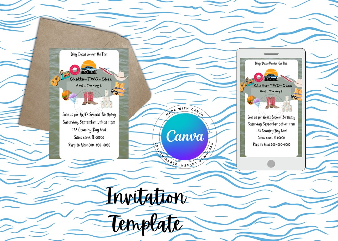 Chatta-two-chee 2nd Birthday Invitation Digital Download Template - Etsy
