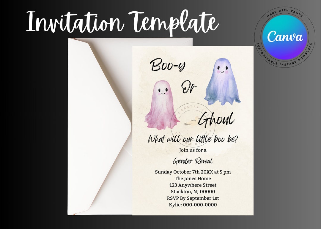 Boo-y or Ghoul Gender Reveal Party Digital Invitation Template - Etsy