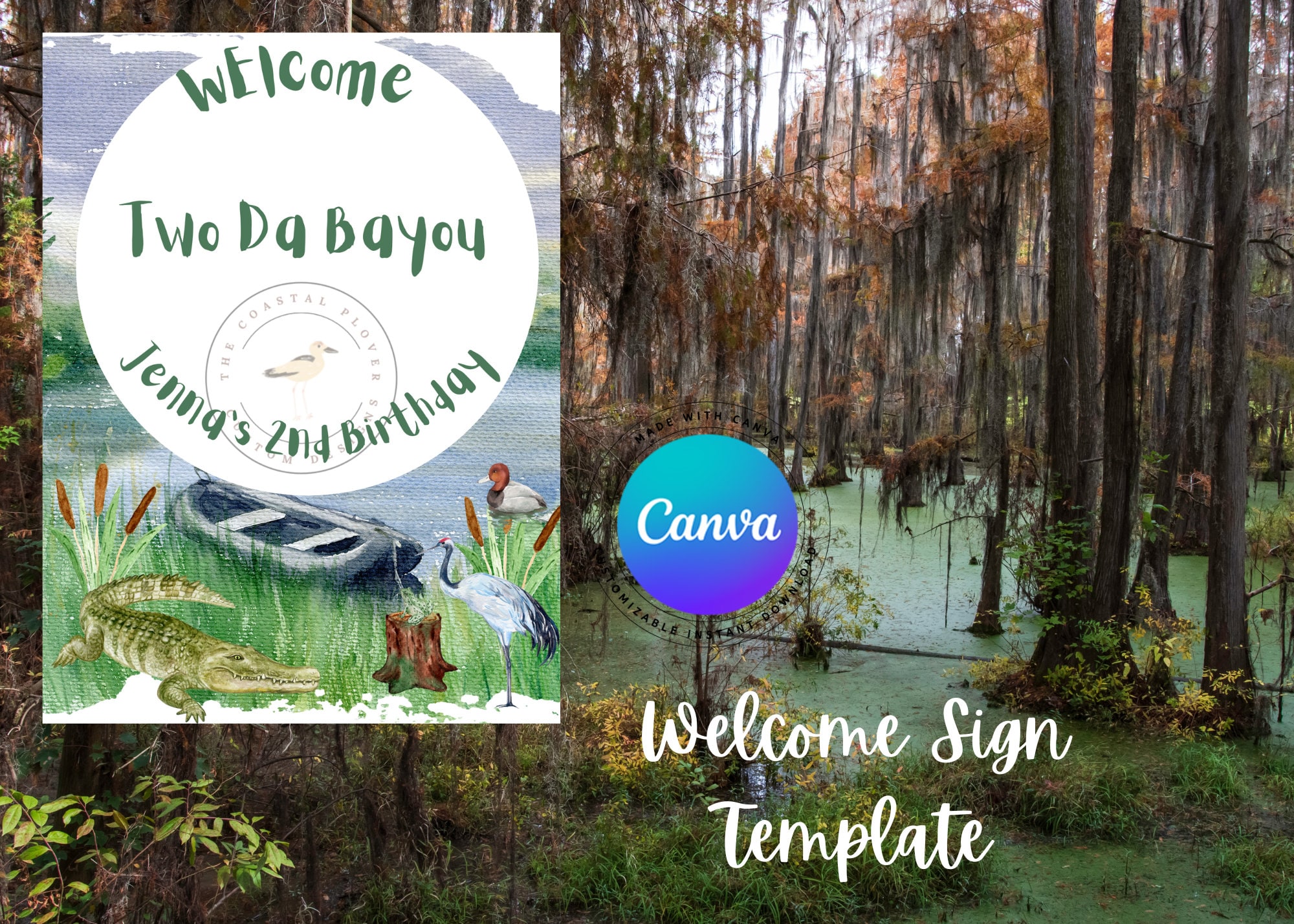 Two Da Bayou Welcome Sign- Digital Download Template - Etsy