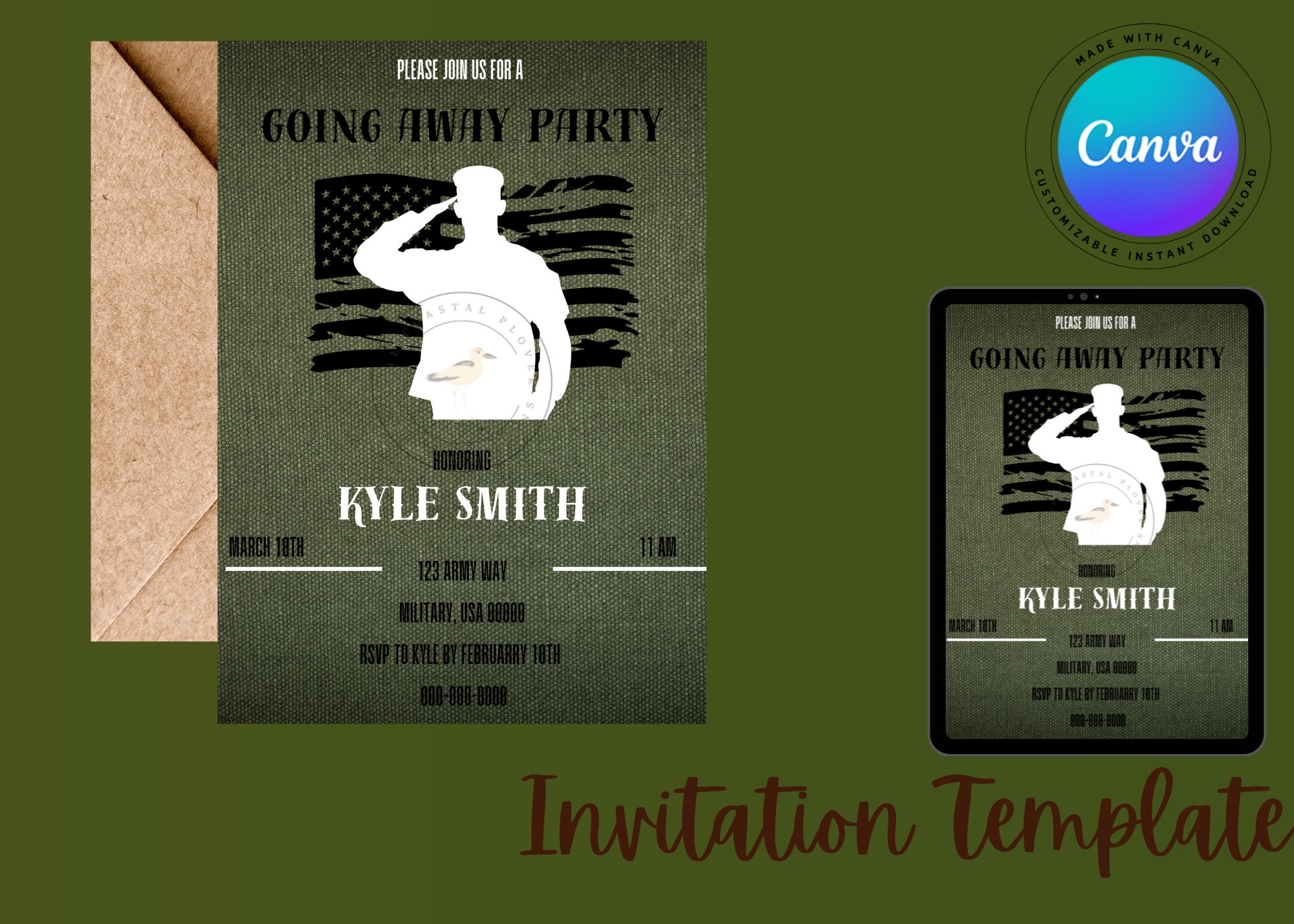 Army Going Away Party- Digital Download Invitation Template - Etsy