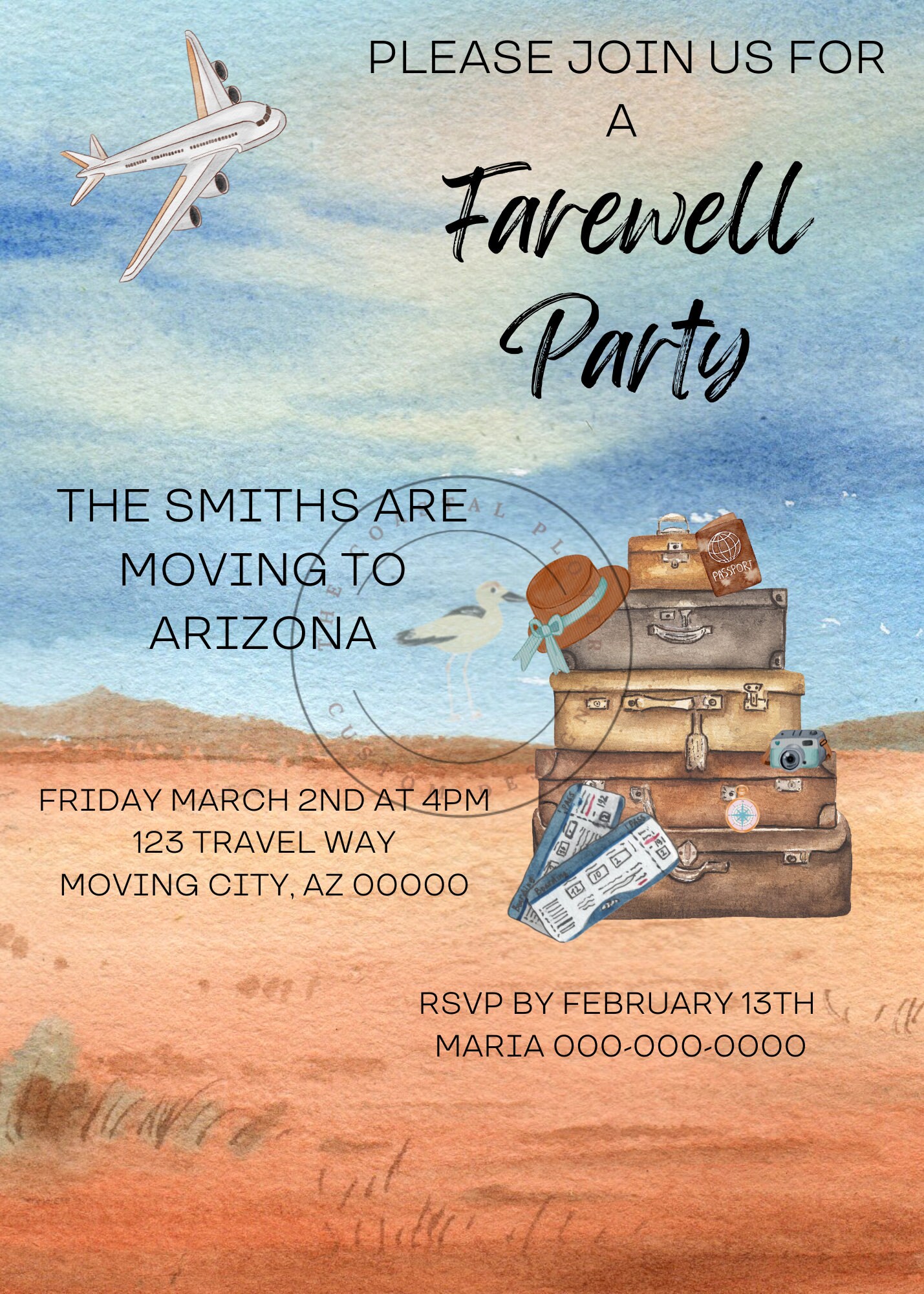 Farewell Moving Party- Digital Download Invitation Template - Etsy