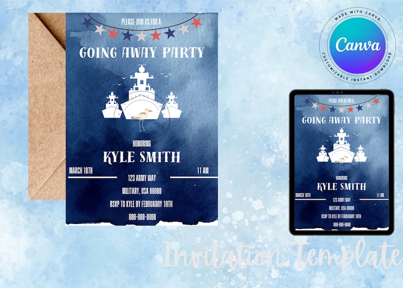 Navy Going Away Party-digital Download Invitation Template - Etsy