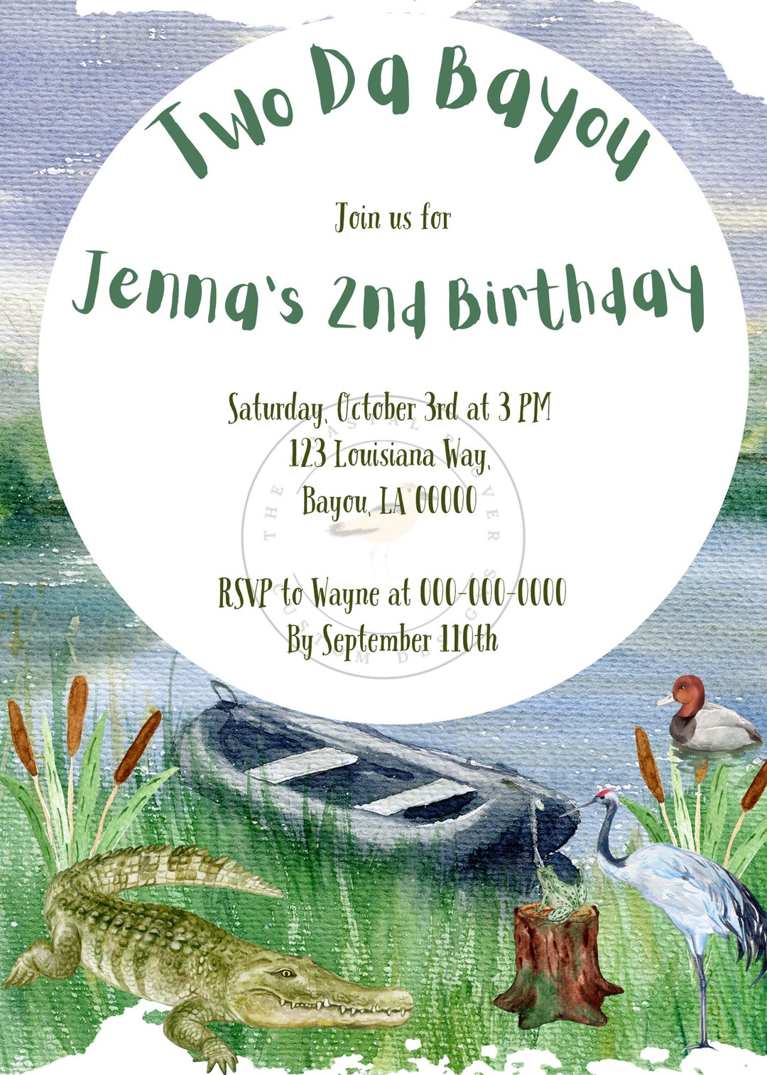 Two Da Bayou 2nd Birthday Invitation- Digital Download Invitation ...