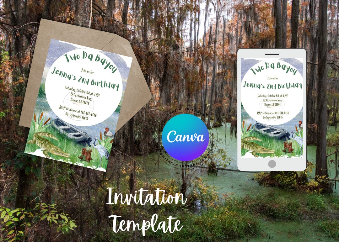 Two Da Bayou 2nd Birthday Invitation Digital Download Invitation ...