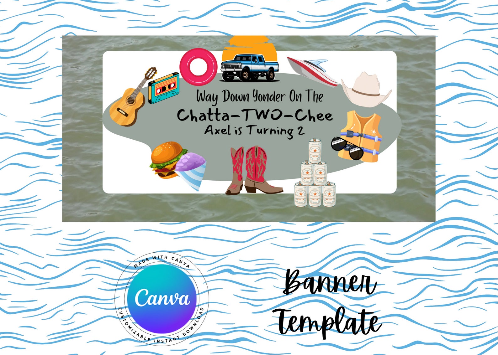 Chatta-two-chee 2nd Birthday Banner Digital Download Template - Etsy