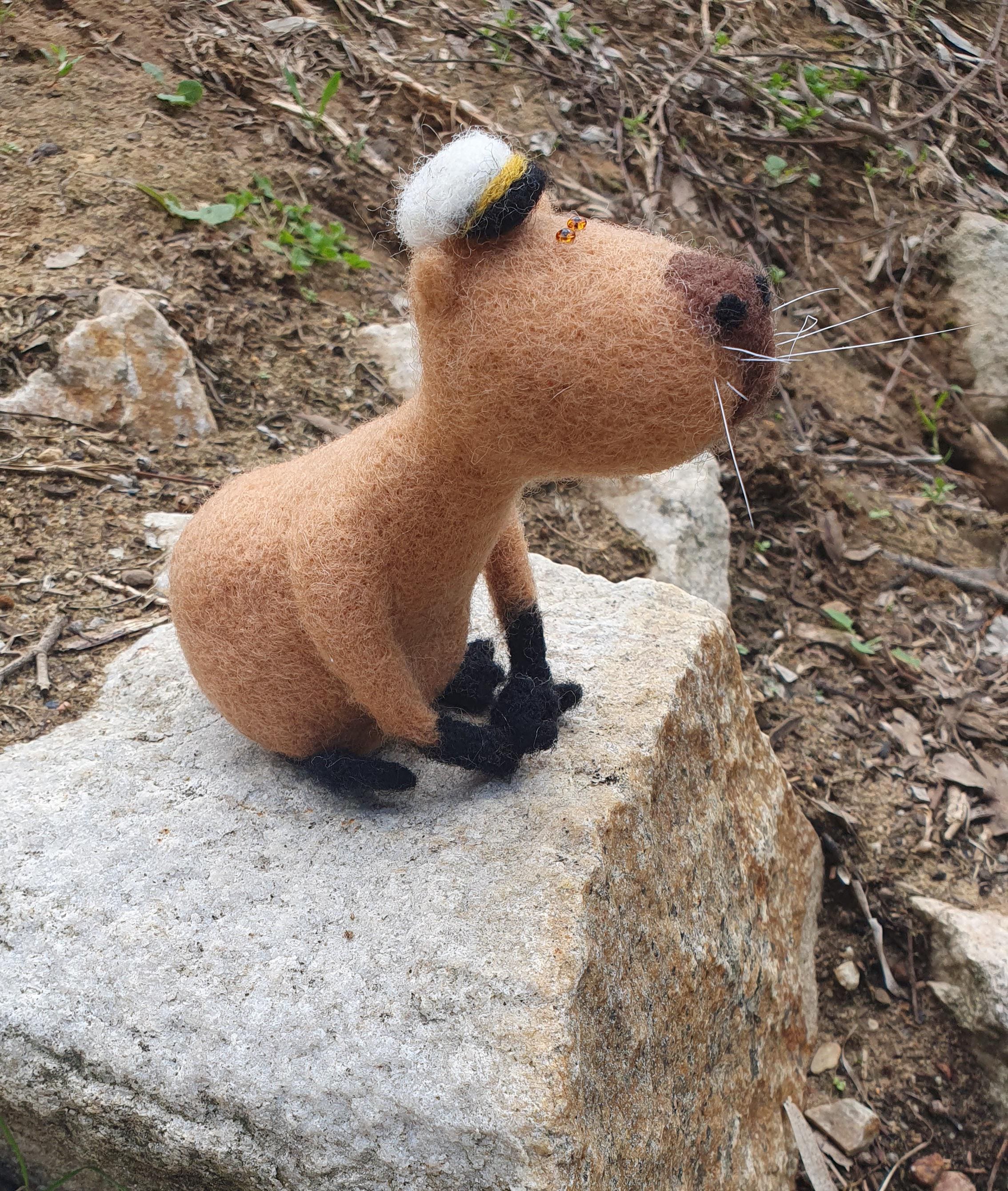 Captain Capybara Needle Felted Home Decoration - Handmade Felt Capybara ...