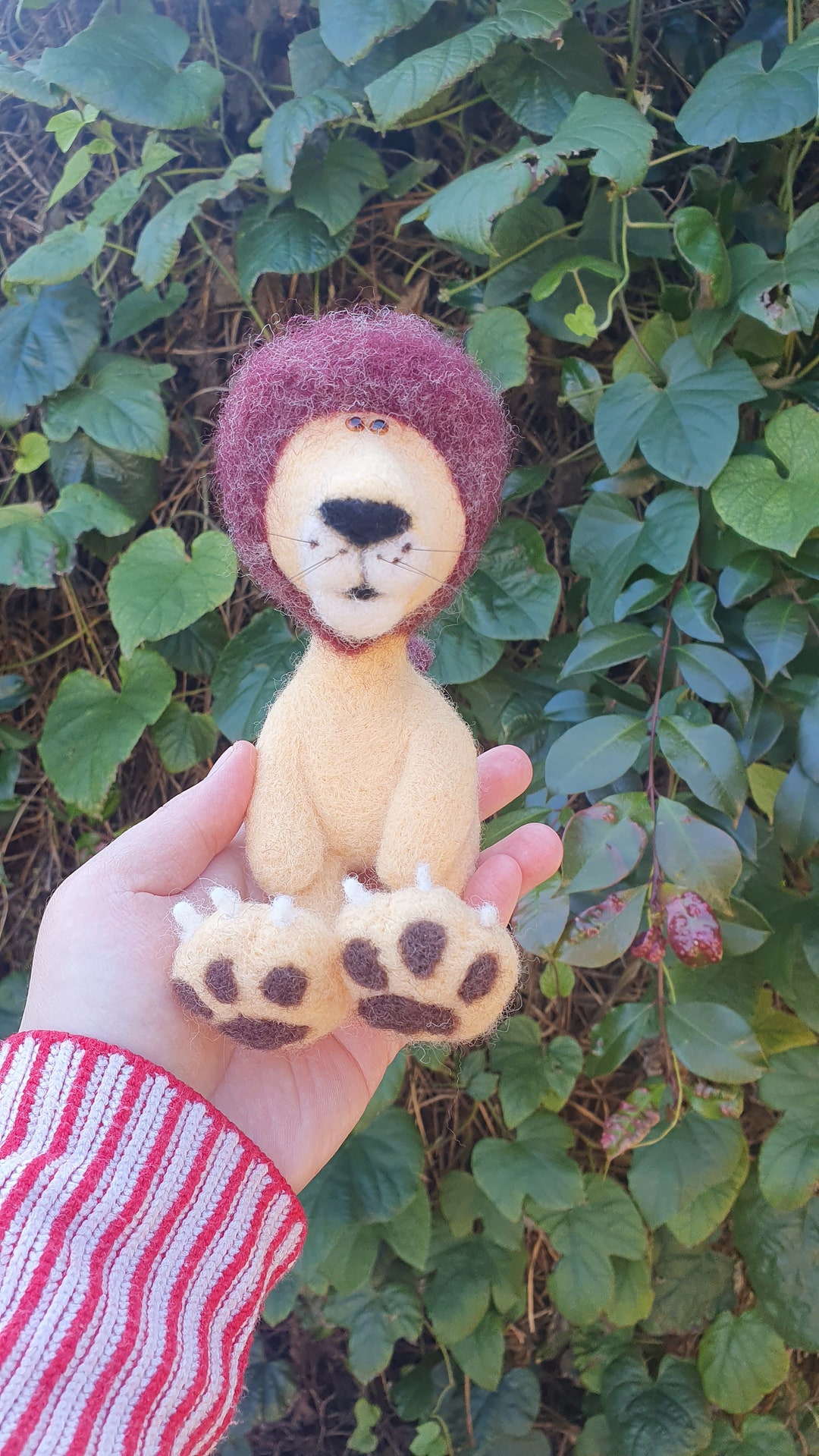 Needle Felted Toy Lion - Natural Wool Sculpture - Etsy