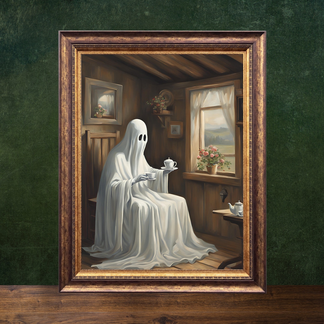 Ghost Drinking Tea in Cottage, Vintage Poster, Art Poster Print ...