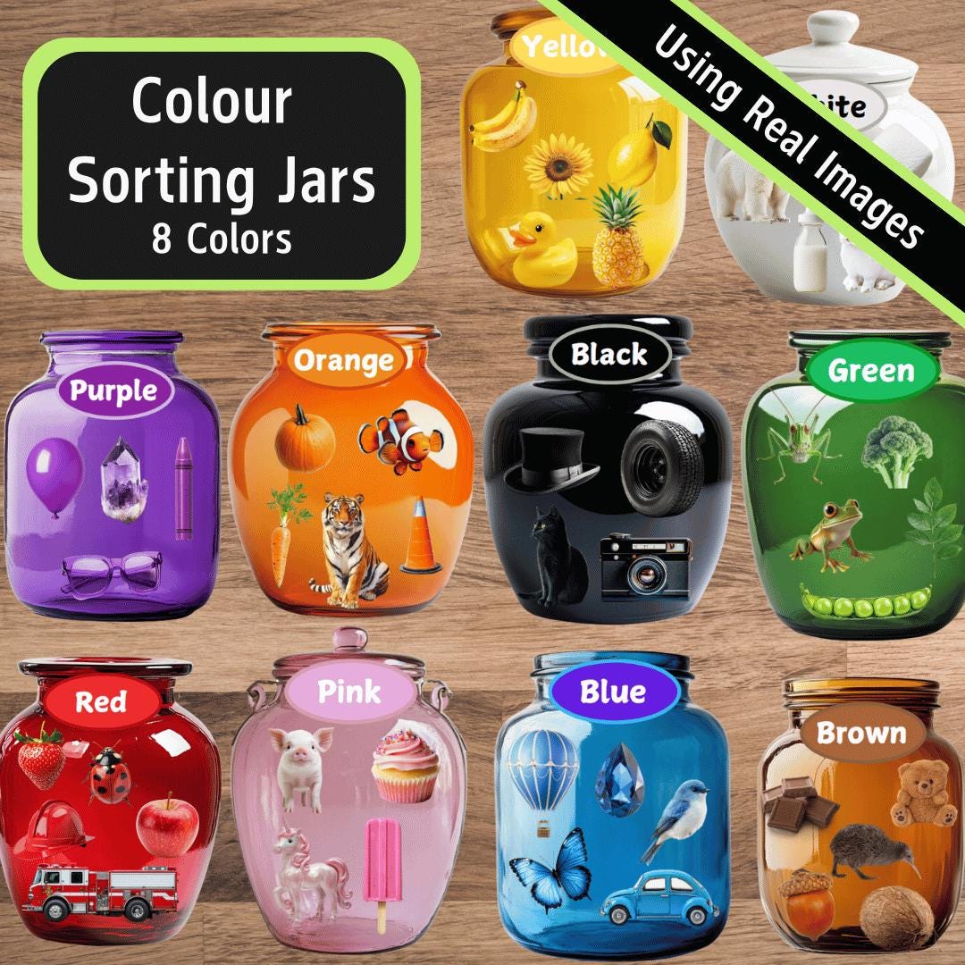 Montessori Color Match Sorting Printable Jars | Homeschool Colour ...