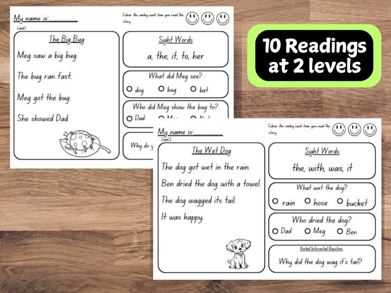 Kindergarten Readings Printable Kindergarten Comprehension Foundation ...
