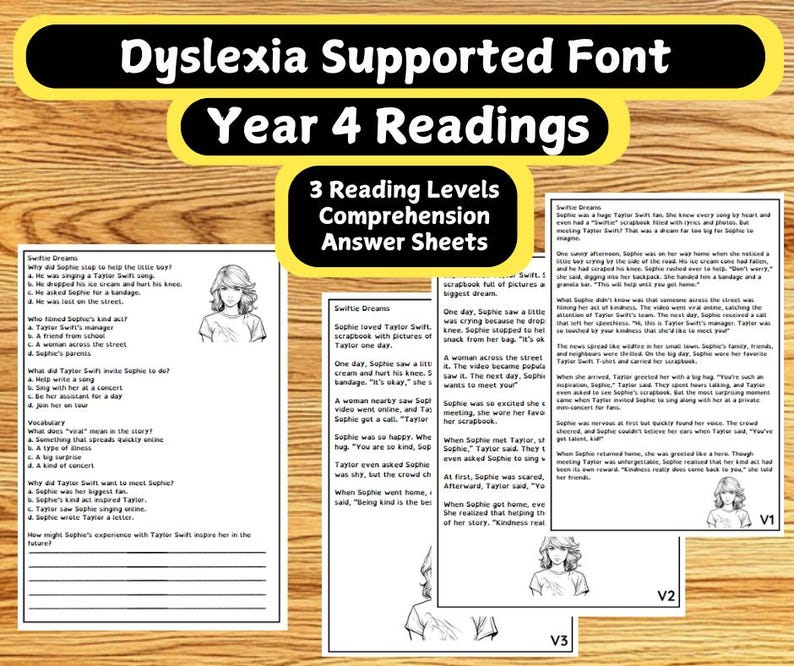 Dyslexia Supported Font Reading, Fluency and Comprehension Passages - Etsy
