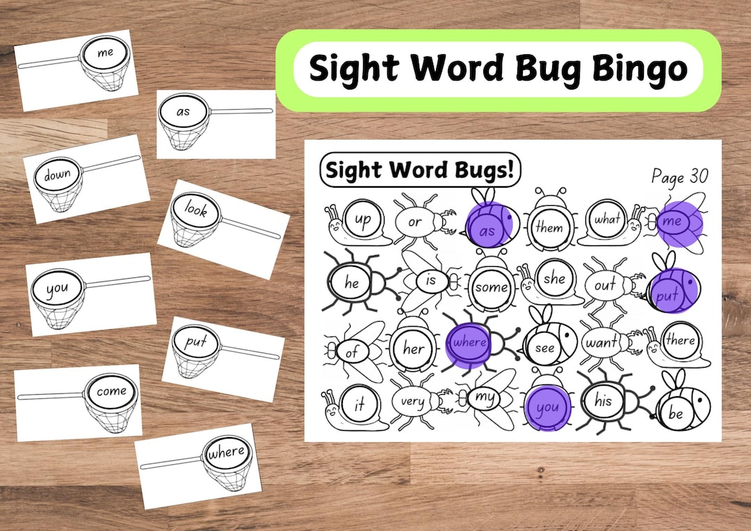 Sight Word Bug Bingo | Sight Word Dab and Read | Kindergarten ...