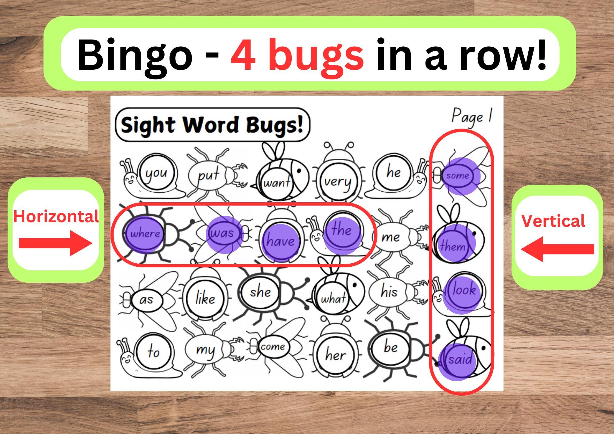 Sight Word Bug Bingo | Sight Word Dab and Read | Kindergarten ...