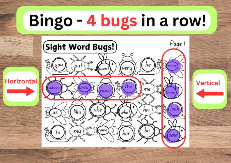 Sight Word Dab and Read | Kindergarten Sight Word Bug Bingo ...