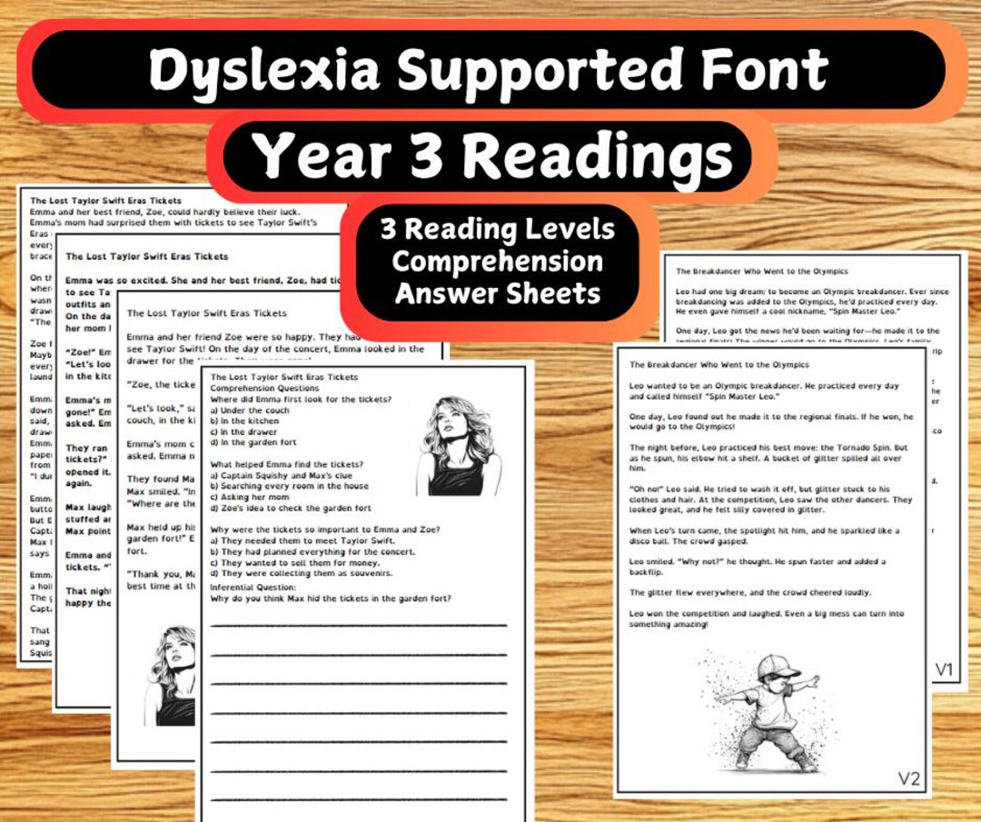 Dyslexia Supported Font Year 3 Readings Printable | Third Grade ...