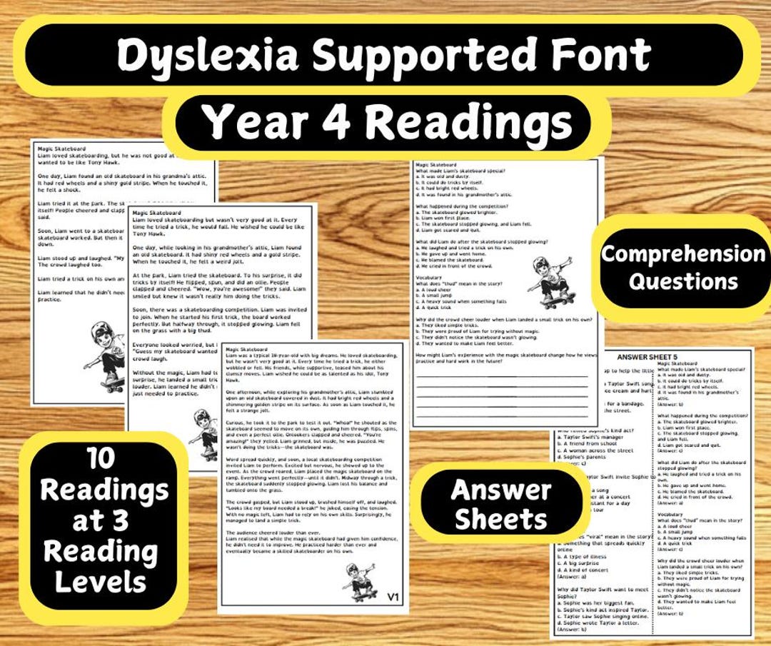 Dyslexia Supported Font Reading, Fluency and Comprehension Passages - Etsy
