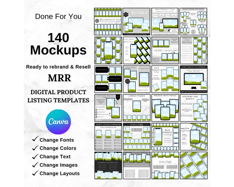 Mockup Listing, Mrr Digital, Product Mockup Templates, Editable ...