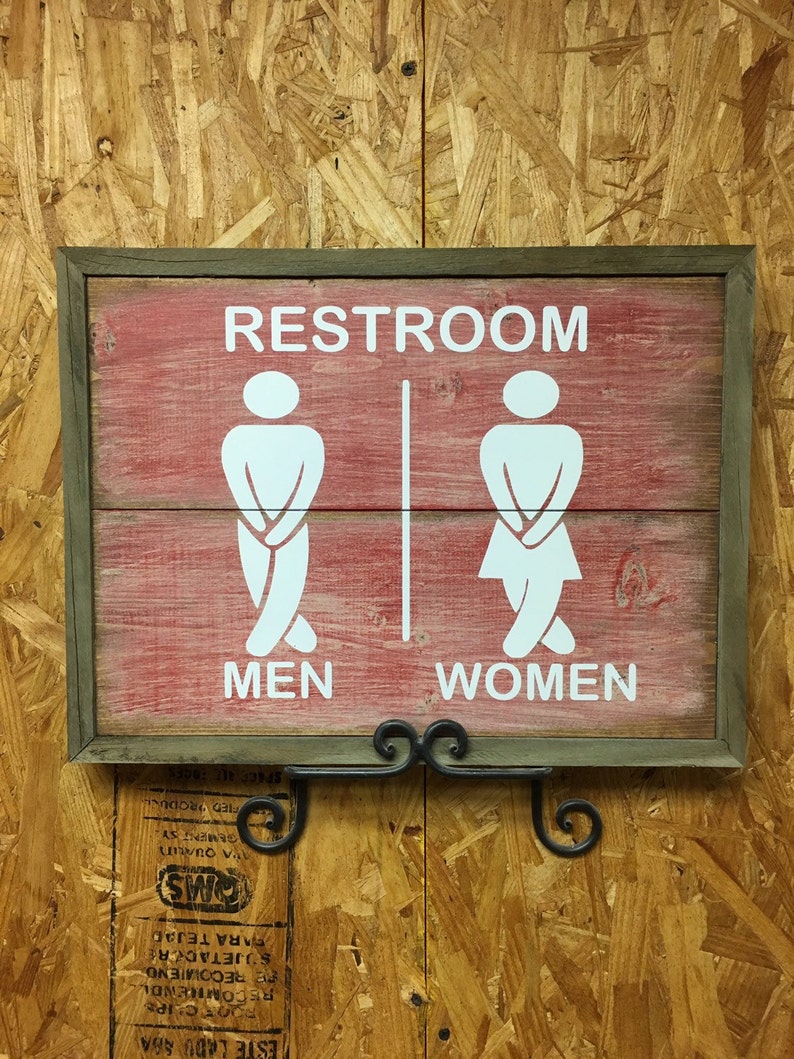 Crossed Leg Restroom Wood Sign - Etsy