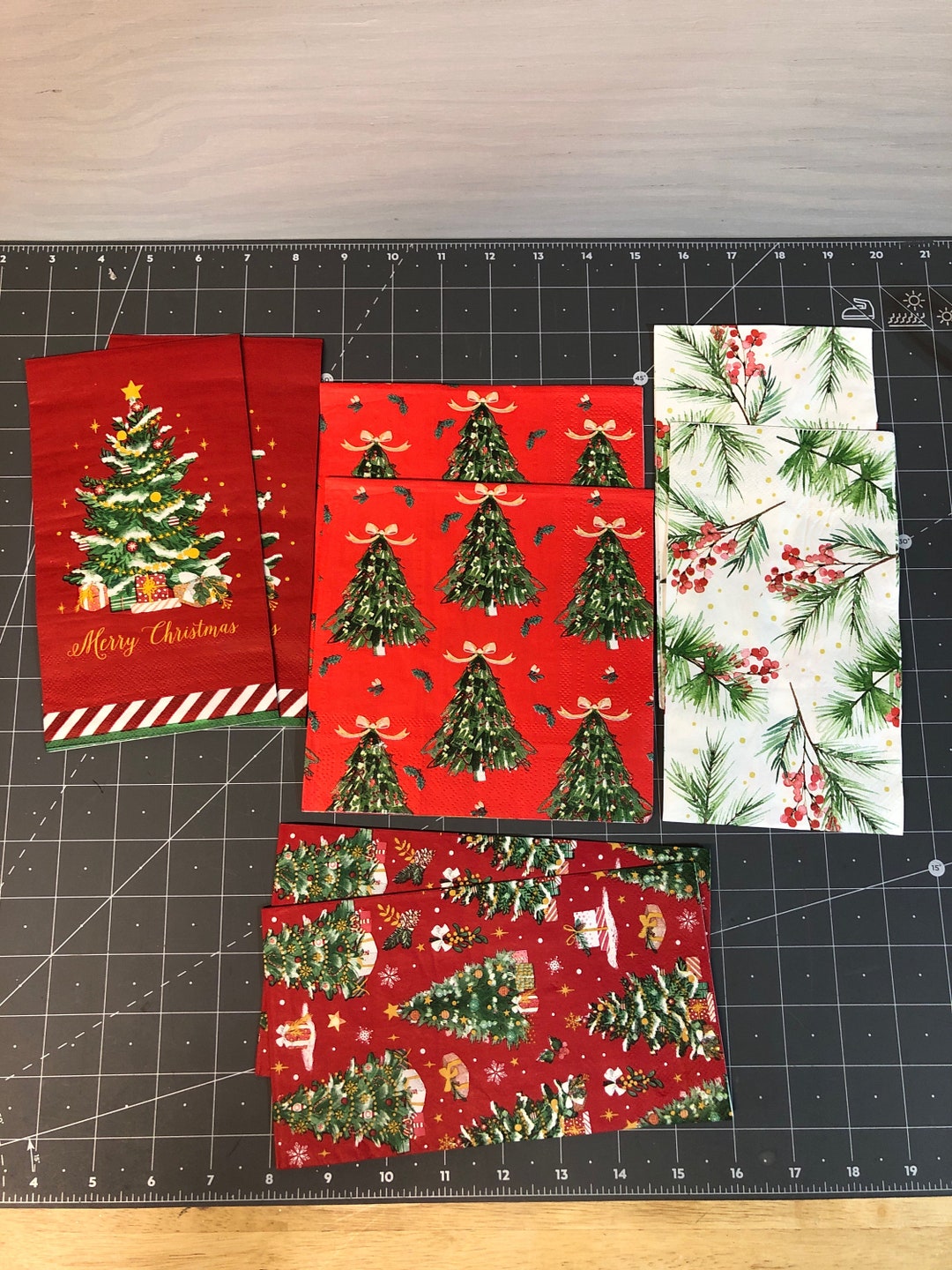 Christmas Tree Napkin Bundle, Decoupage Napkin, Napkins for Crafting ...