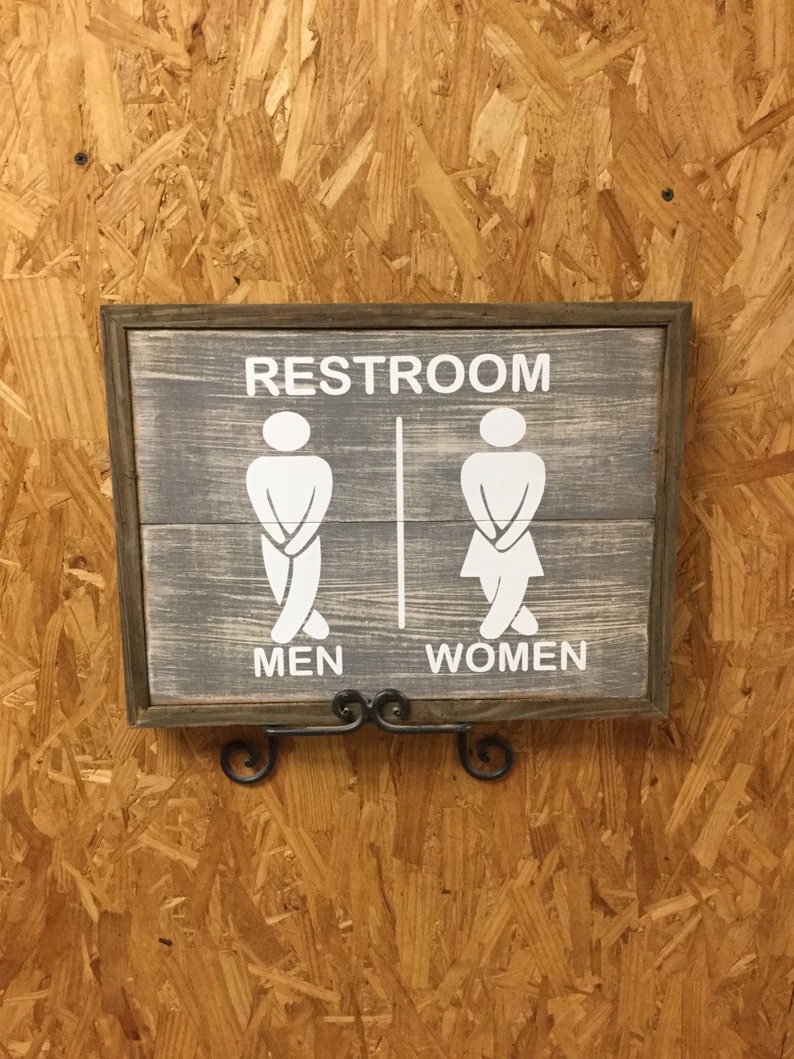 Crossed Leg Restroom Wood Sign - Etsy