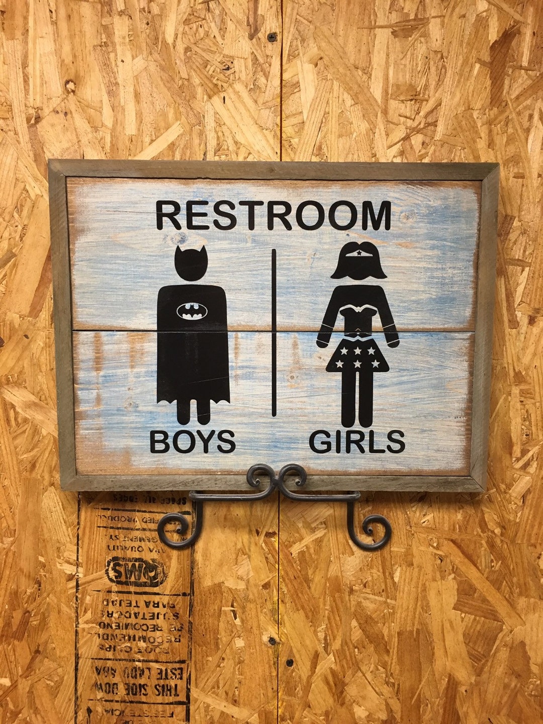 Superhero Restroom Wood Sign - Etsy