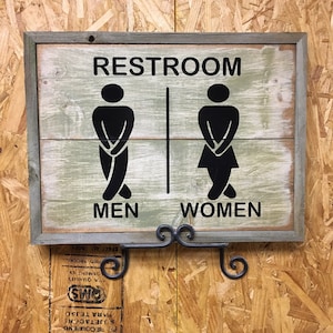 Crossed Leg Restroom Wood Sign - Etsy