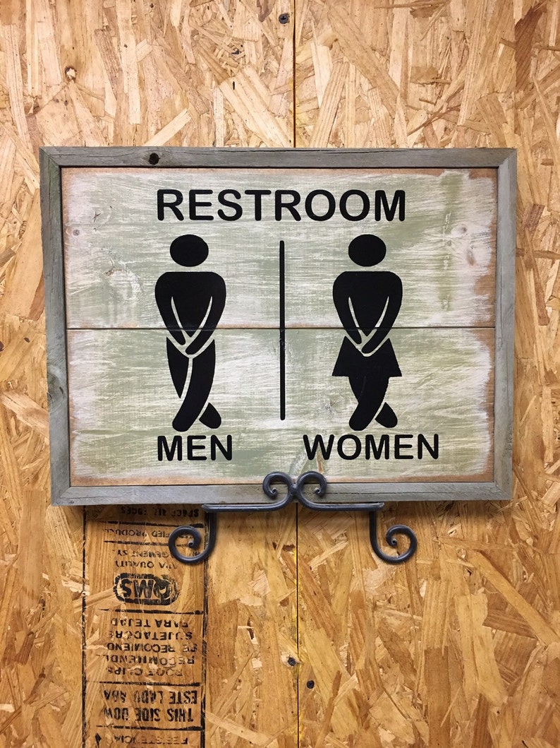 Crossed Leg Restroom Wood Sign - Etsy