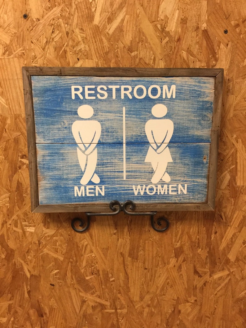 Crossed Leg Restroom Wood Sign - Etsy