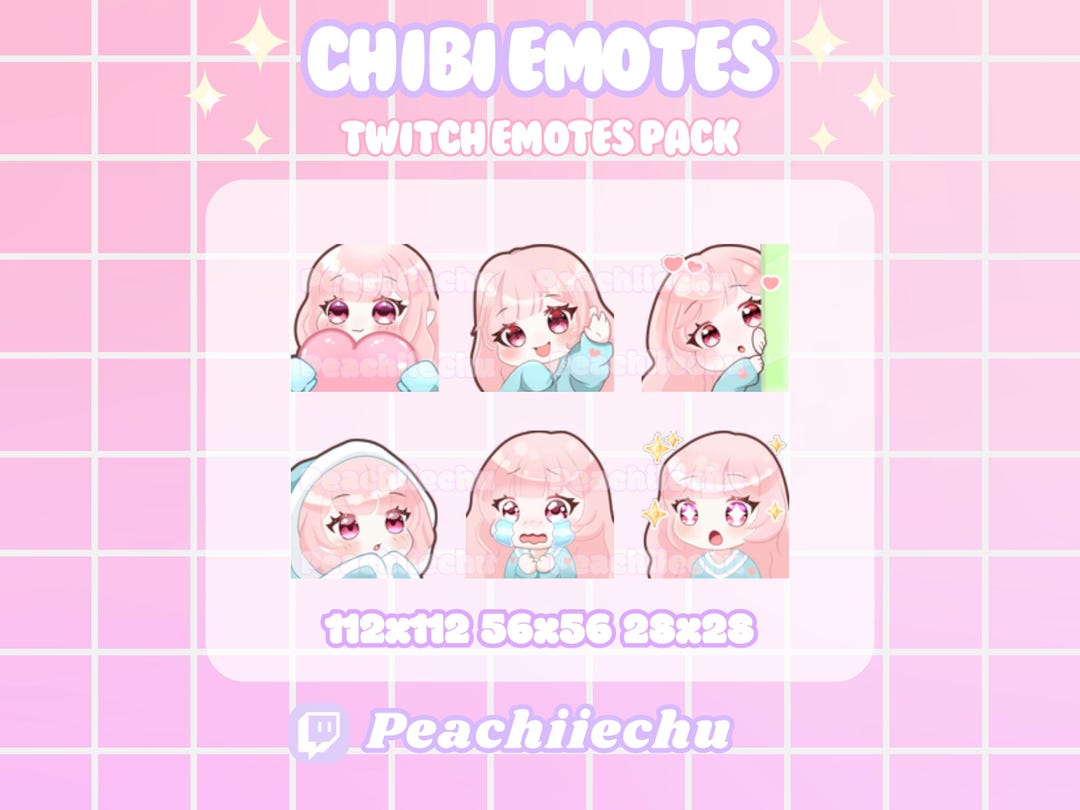 Chibi Girl Twitch Emotes Pack | Pink Hair, Kawaii Gamer (digital ...