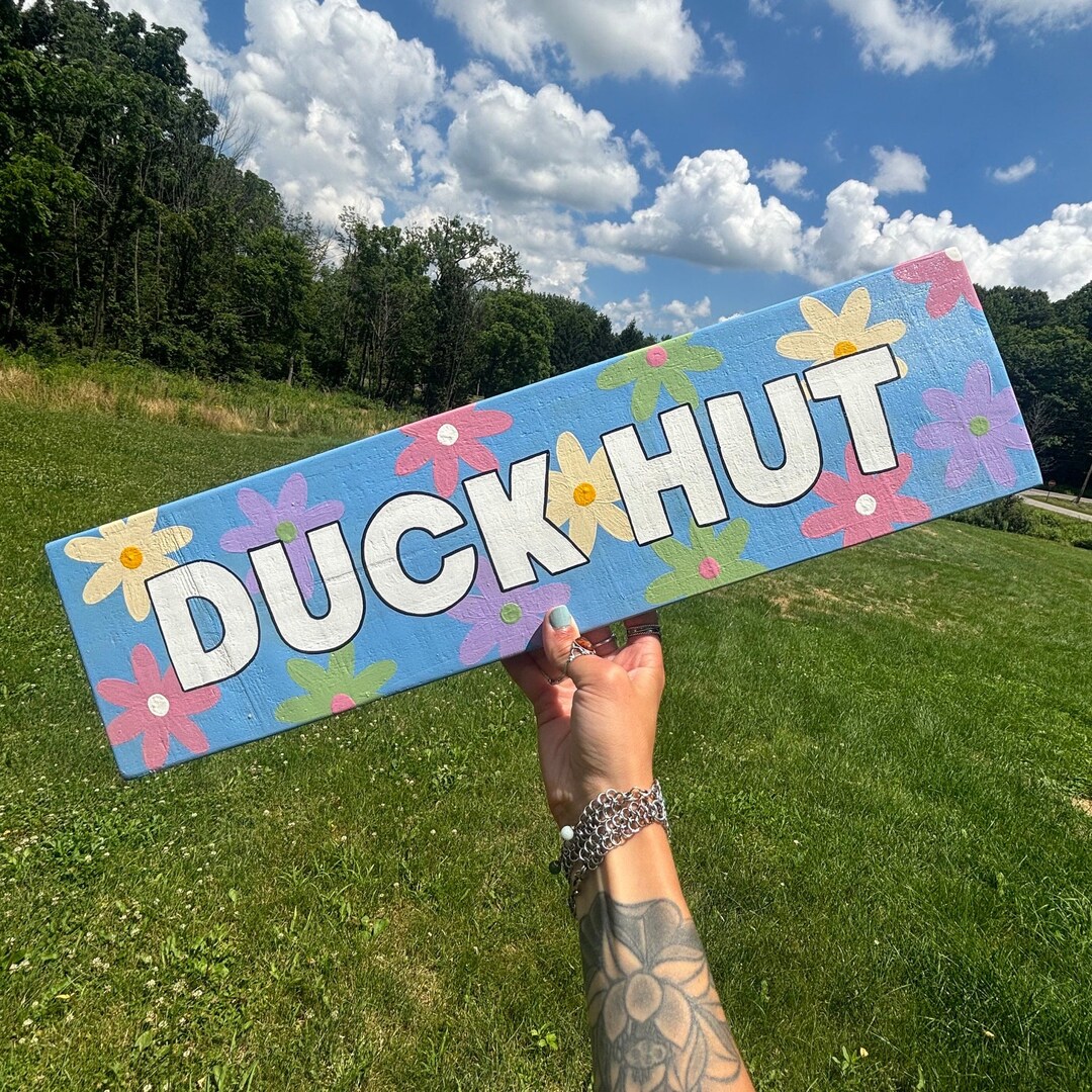 Floral duck Hut Duck House Sign. Hand Painted Duck Coop Sign 21x5.5. - Etsy
