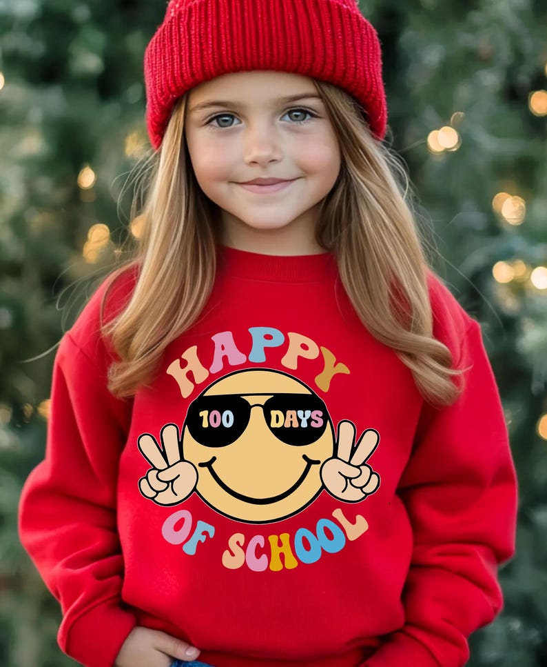 100 Days of School Sweater Back to School Sweater Happy Smile Face ...