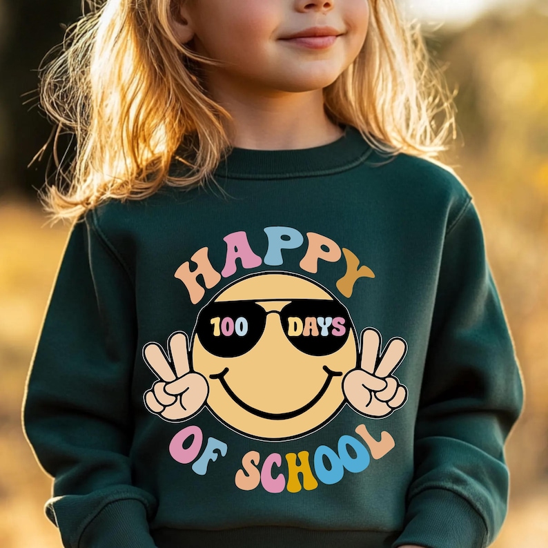 100 Days of School Sweater Back to School Sweater Happy Smile Face ...