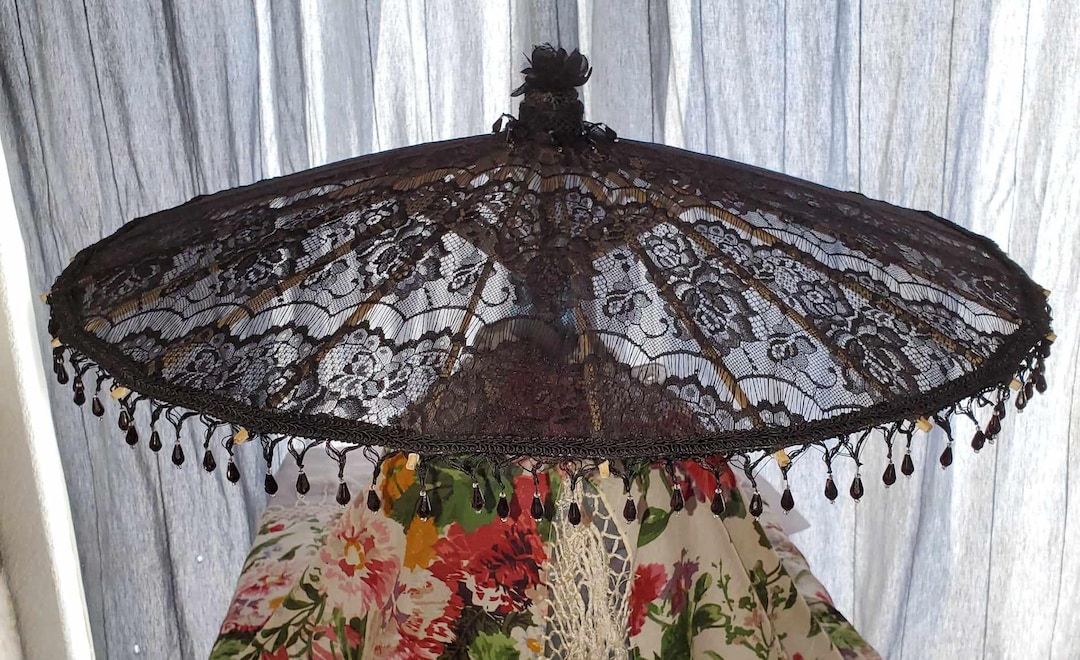 Victorian-style Lace Parasol With Jet Bead and Braid Trim - Etsy
