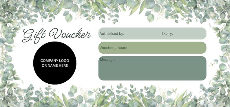 Digital Download Voucher Template Generic Plant Design - Etsy