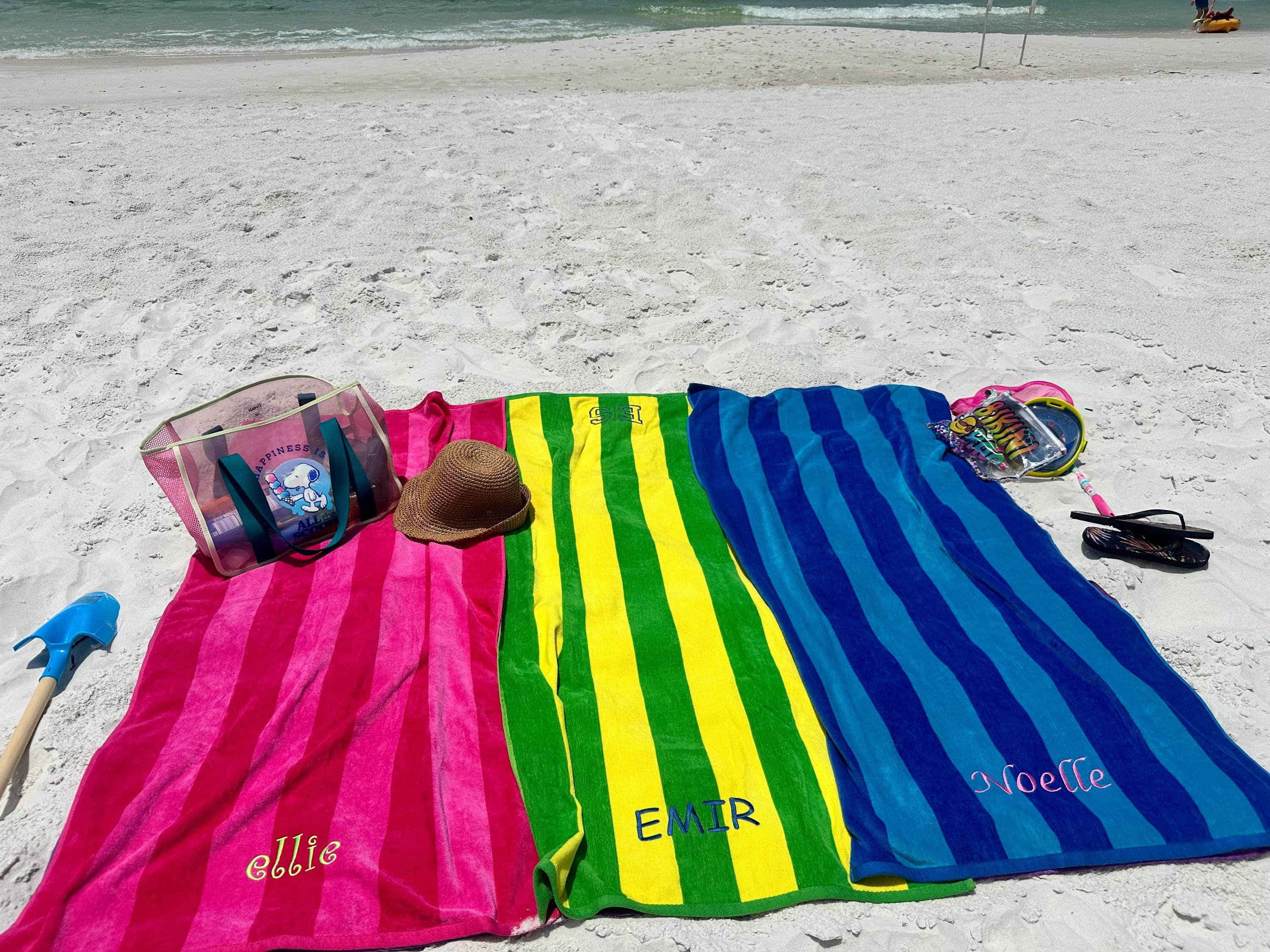 Personalized Cabana Stripe Beach Towel: Custom Embroidered Monogram - Etsy