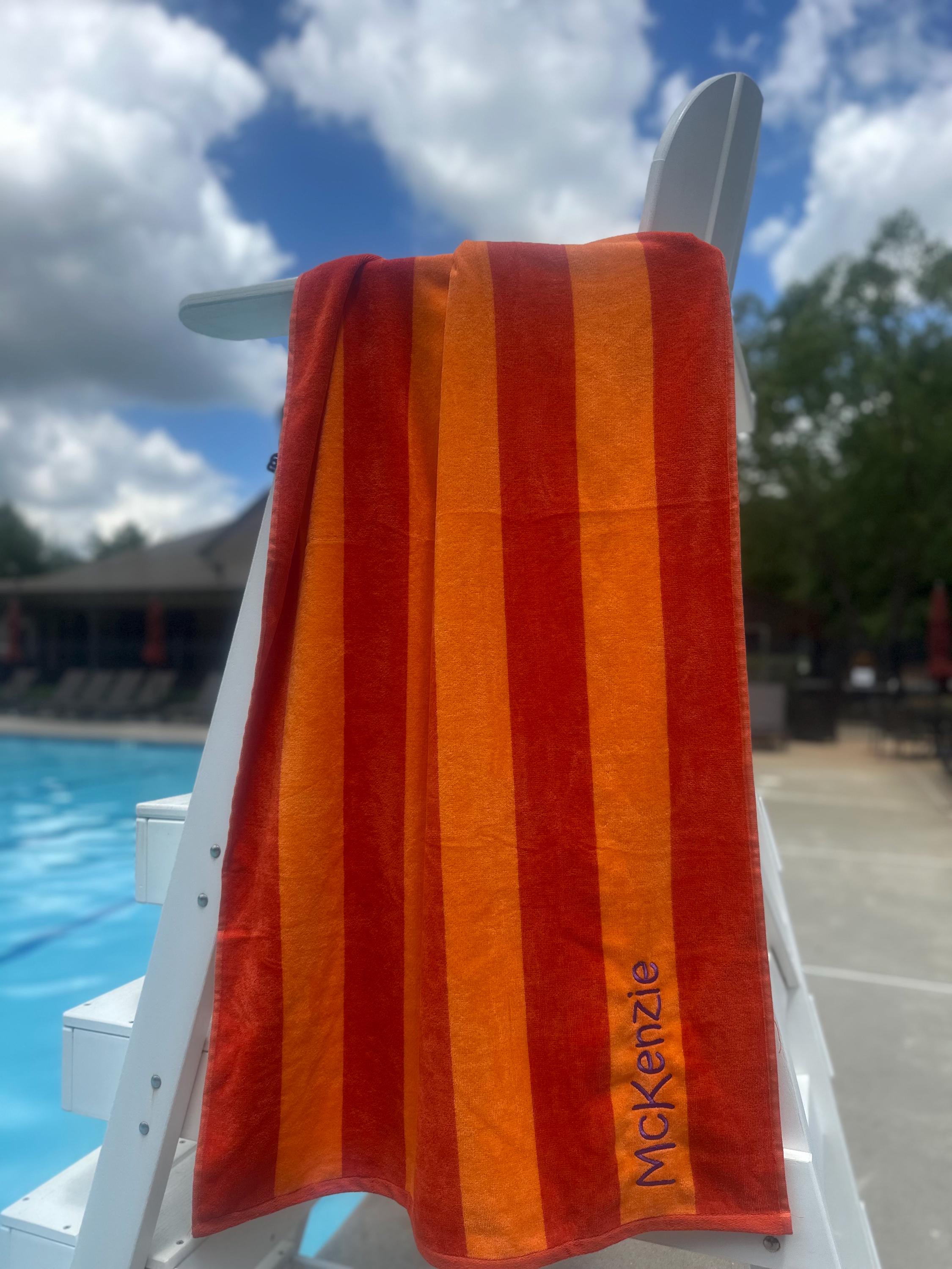 Personalized Cabana Stripe Beach Towel: Custom Embroidered Monogram - Etsy