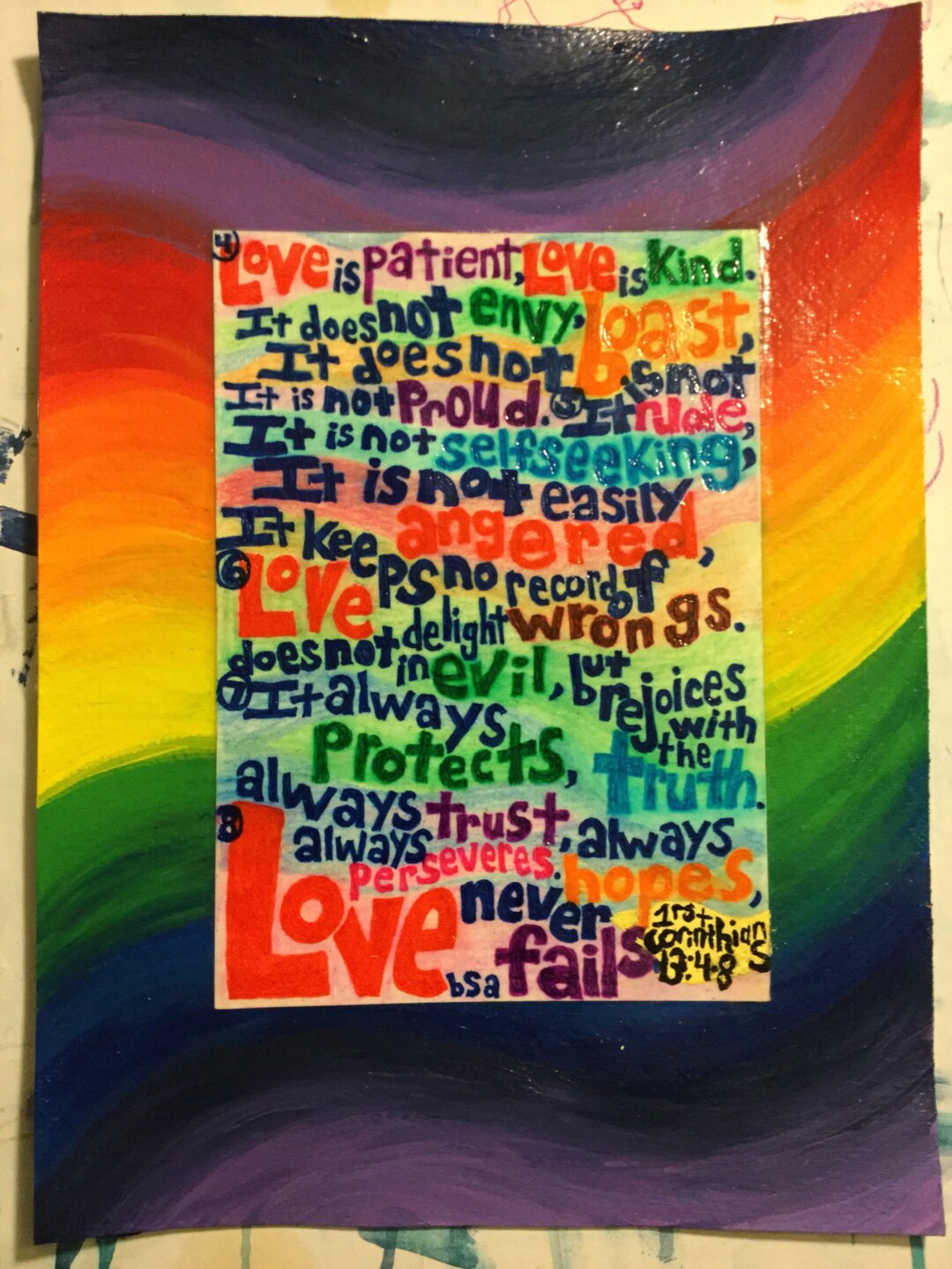 1rst Corinthians 13:4-8 Rainbow Painting - Etsy