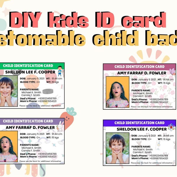 Child Id Card Template - Etsy