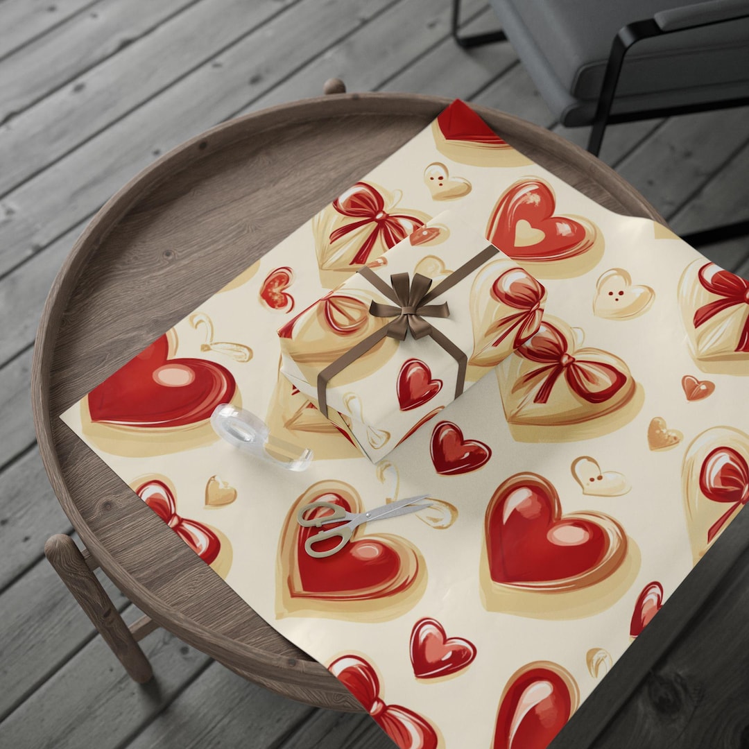 Heart Wrapping Papers, Valentine's Day Gift Wrap, Romantic Gift ...