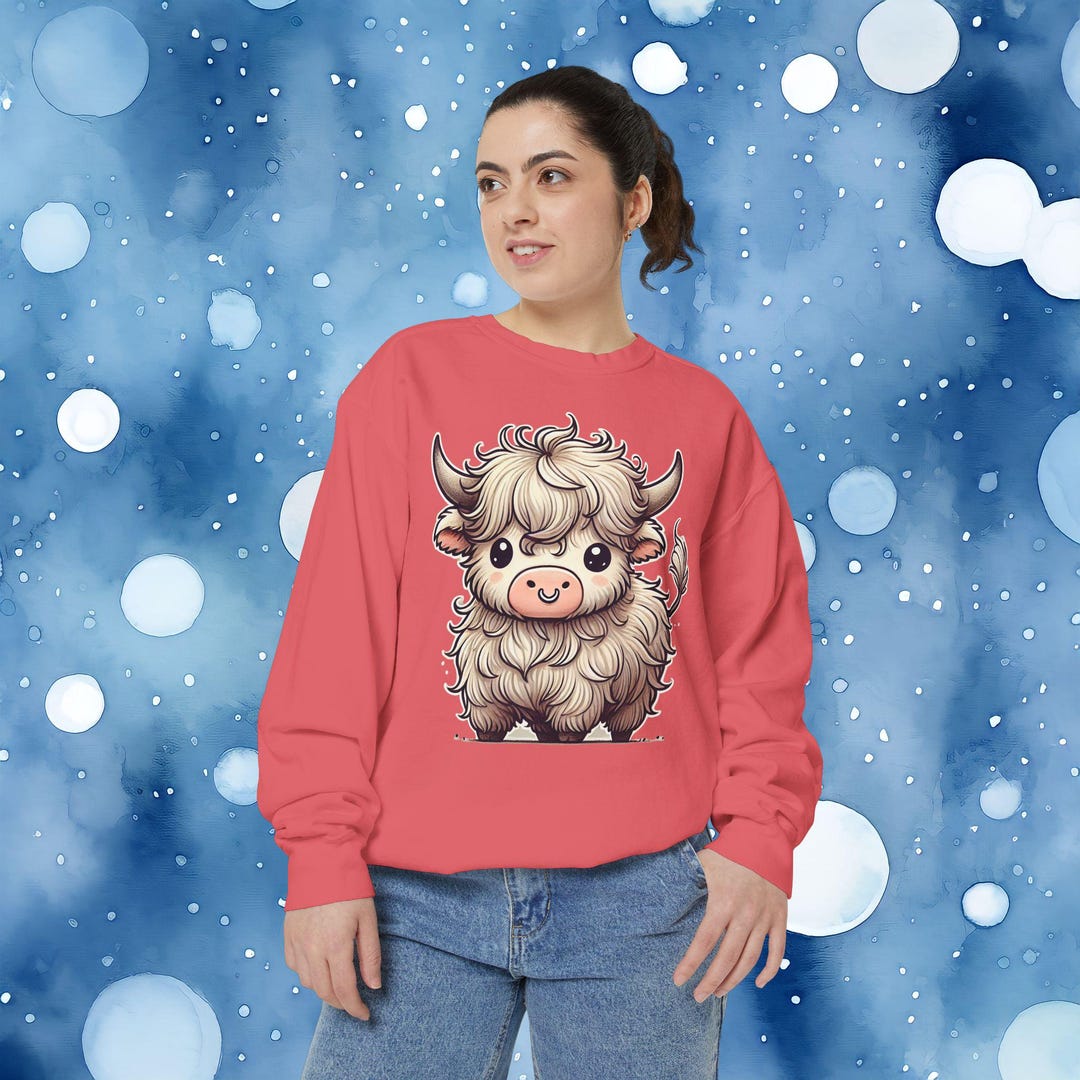 Highland Cow Sweatshirt, Cute Cow Pullover Jumper, Soft Vintage ...
