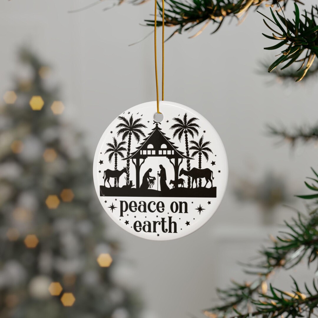 Ceramic Ornaments, Peace on Earth Christmas Decor, Holiday Tree ...
