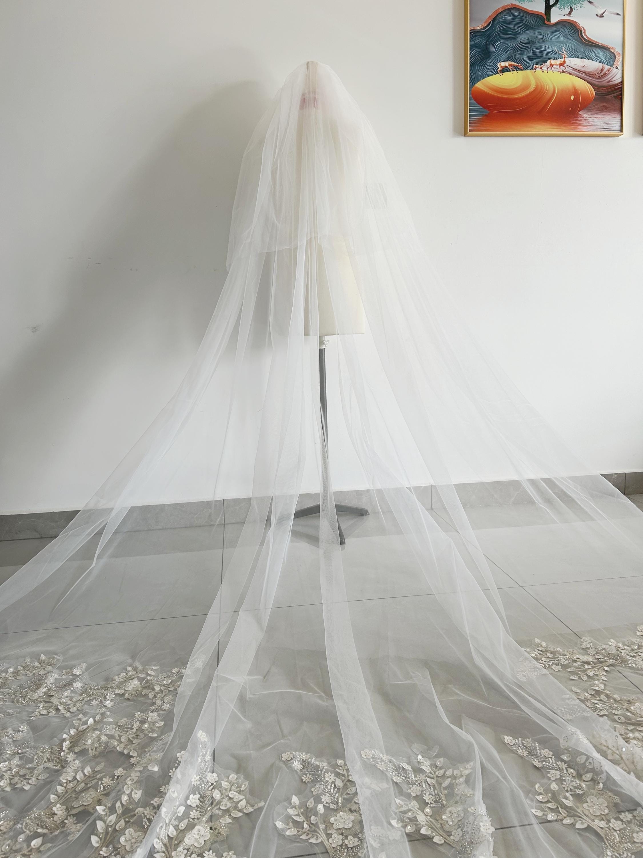 Luxury Beaded Sequined Wedding Veil Long Trailing Veil - Etsy