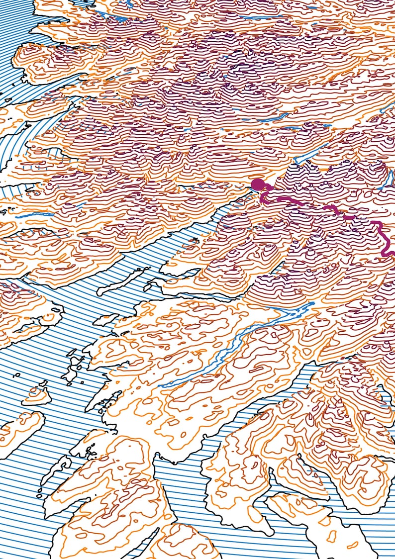 West Highland Way Topographic Map Print – Scotland Hiking Trail Wall ...