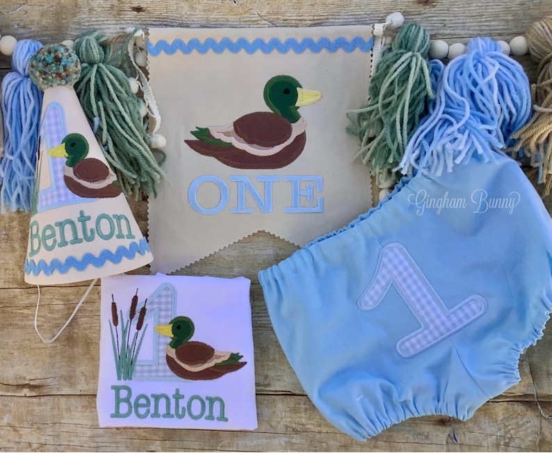One Lucky Duck, 4 Pc., Mallard Birthday Set, One Lucky Duck Theme ...
